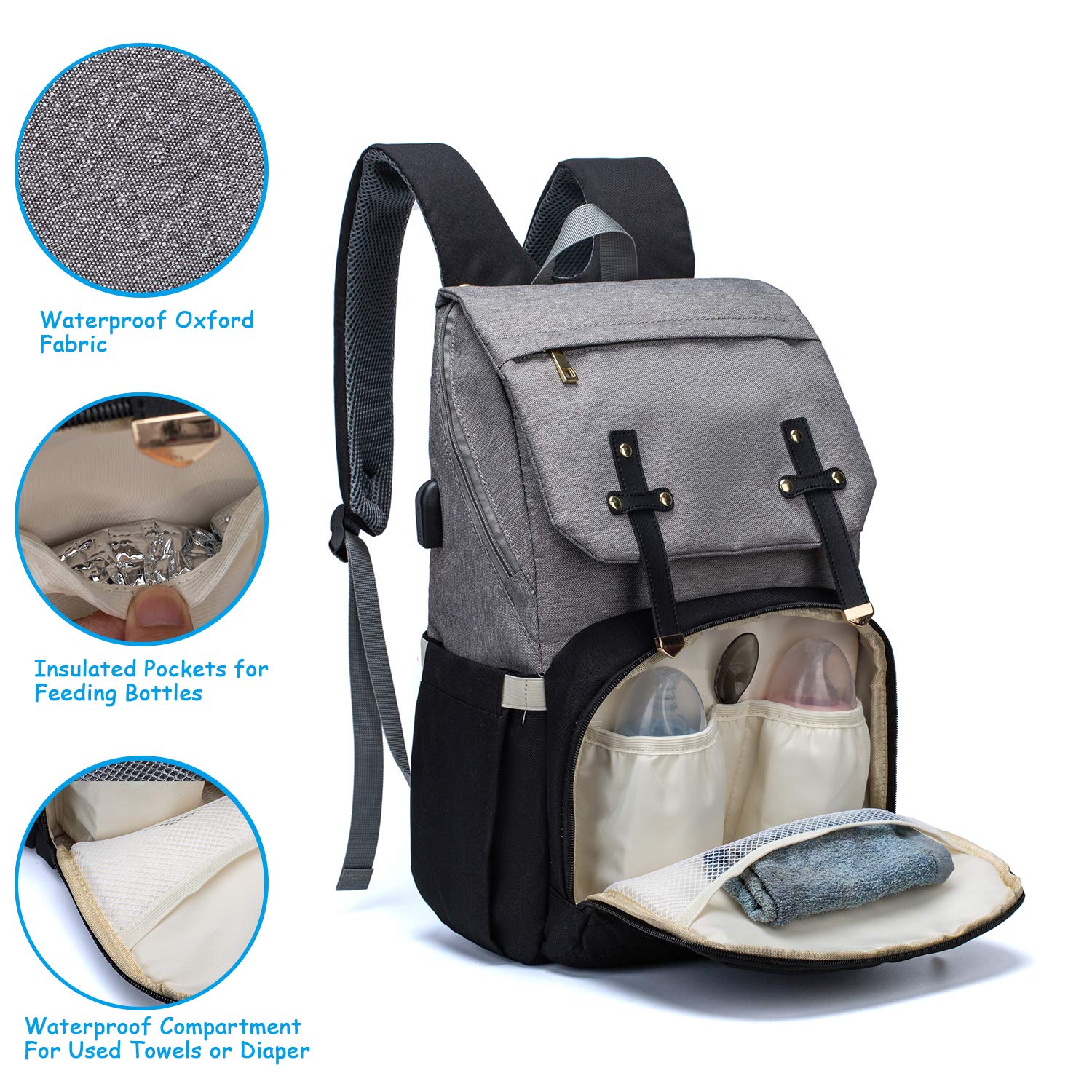 LEQUEEN Diaper Bag Backpack, Travel Back Pack Maternity Baby Changing Bags