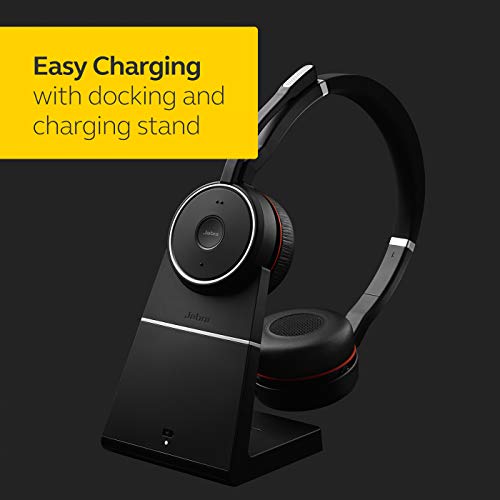 Jabra Evolve 75 UC Wireless Headset, Stereo β includes Link 370 USB Adapter β Bluetooth Headset with World-Class Speakers, Active Noise-Cancelling Microphone, All Day Battery