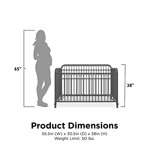 Little Seeds Raven 3-in-1 Convertible Metal Crib, JMPA Certified, Gray