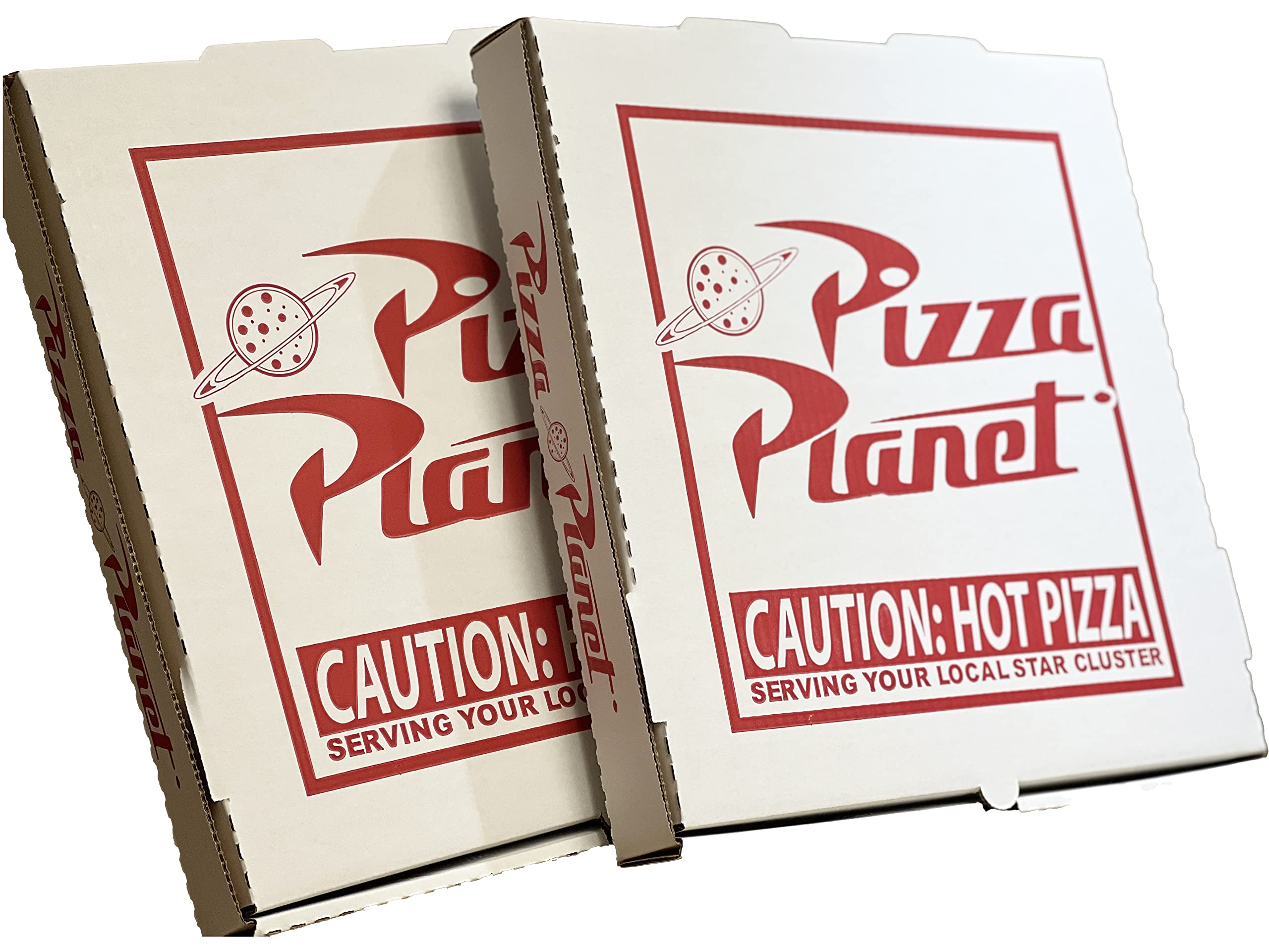Pizza Planet Boxes (16 inch) Pack of 2, White, Red