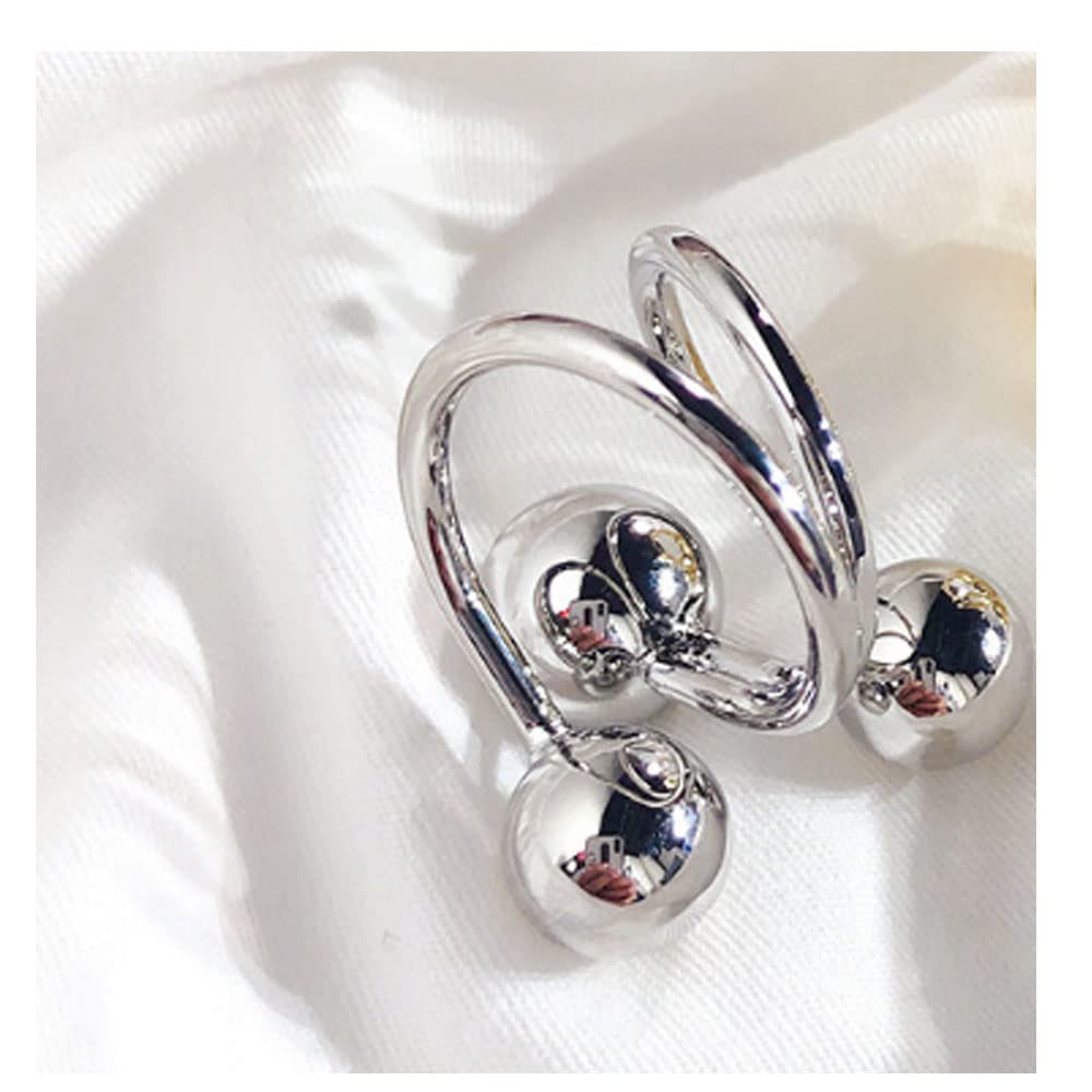 Round Bead Ball Ring Adjustable Opening Ring Finger Rings for Women Girls Bead Statement Band Wrap Ring Birthday Jewelry