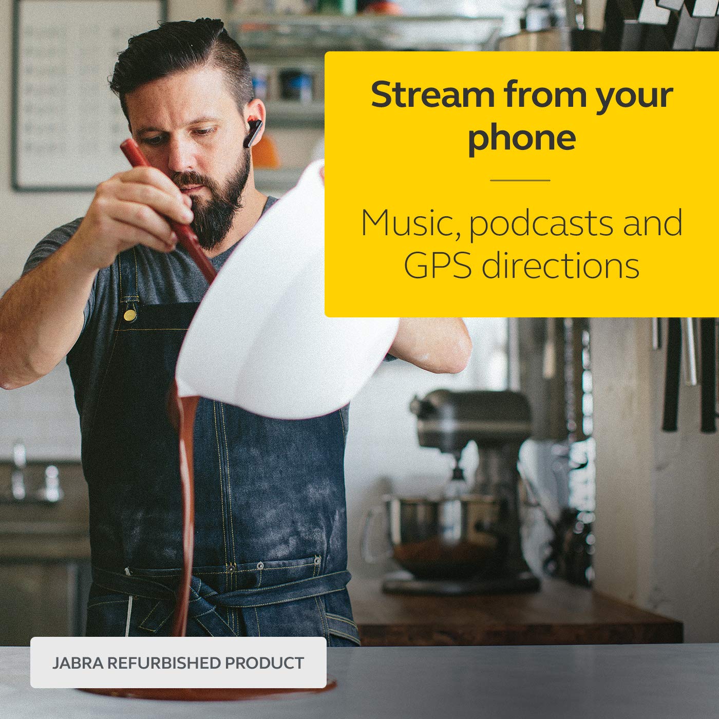 Jabra Talk 45 Black Bluetooth Headset for High Definition Hands-Free Calls with Dual Mic Noise Cancellation, 1-Touch Voice Activation and Streaming Multimedia (Renewed)