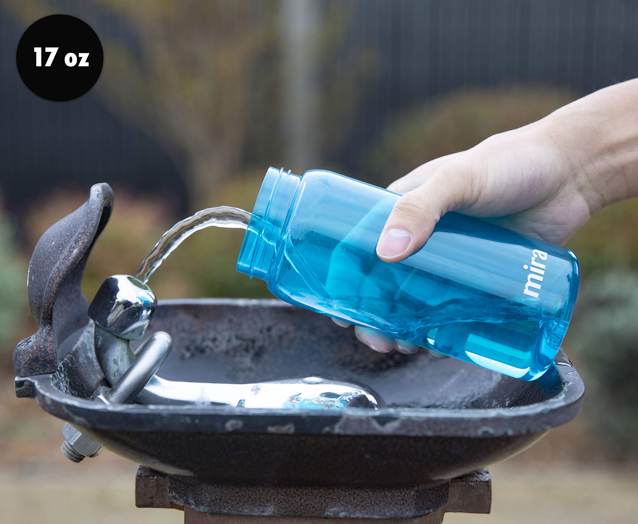 MIRA Reusable Tritan Water Bottle | BPA-Free Plastic Sports Water Bottle | Leak Proof Locking Flip Top Lid with Easy Flow Spout (17 oz (500 ml), Navy Blue)