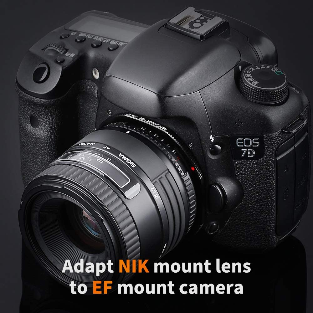 K&F Concept Updated NIK to EOS Adapter, Manual Lens Mount Adapter for Nikon F/AI Mount Lens and Canon EOS EF EF-S Mount Camera