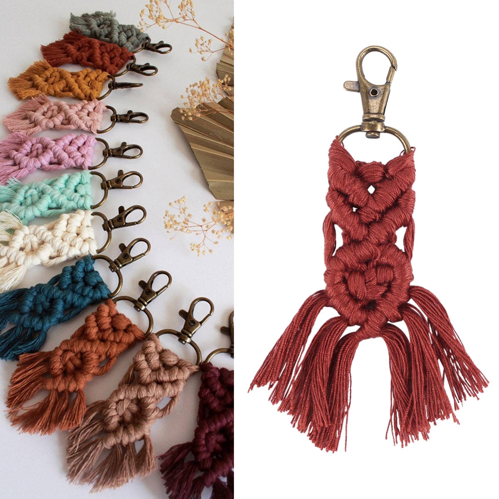 Laiaouay 11 Pcs Macrame Keychains Boho Woven Key with Tassels for Car Key Bag Pendant Purse Charm Unique Gift, Multicolor, 2.5 x 13cm