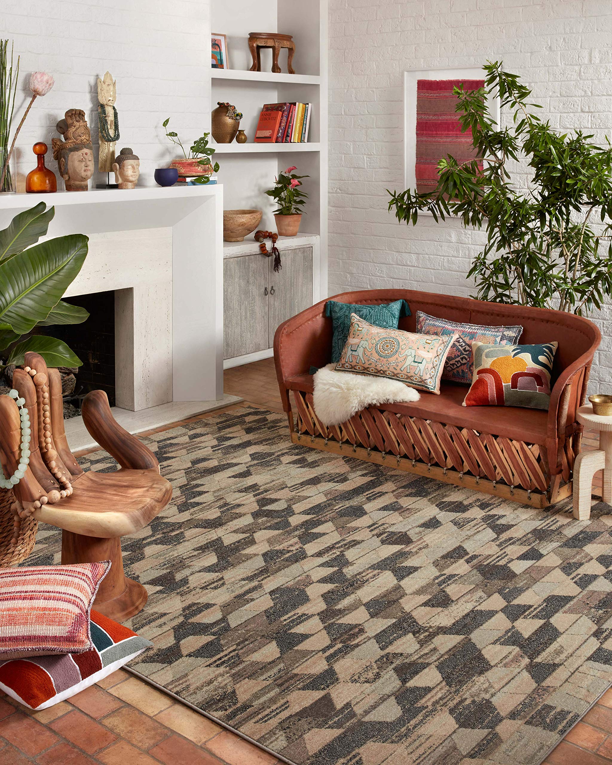 Justina Blakeney x Loloi Chalos Collection CHA-07 Charcoal / Fiesta 18" x 18" Sample Rug