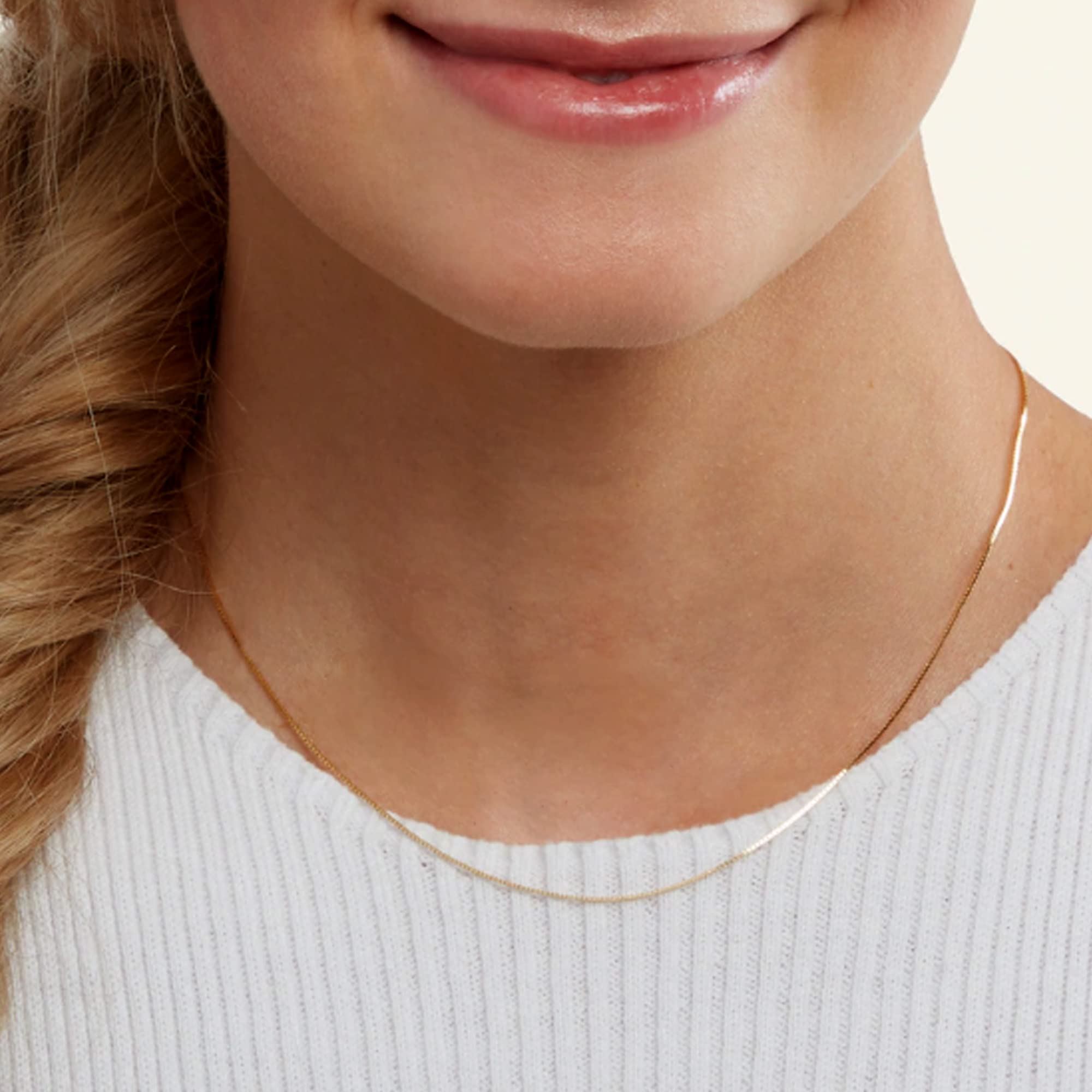 Jewelry Affairs 14k Real Solid Gold Box Style Chain Necklace, 0.6mm (20 Inches, Yellow Gold)