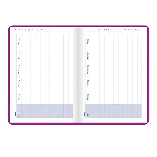 Letts of London Dazzle Academic Weekly Planner, August 2023 to July 2024, Week-to-View, Sewn Binding, Multilingual, A5 Size, 8.25" x 5.875", Purple (C031116-24)