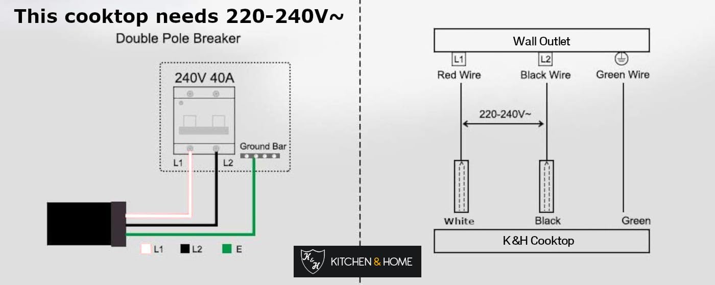 K&H 4 Burner 24 Inch Built-in Induction Electric Stove Top Ceramic Cooktop Touch Control 240V 6000W IN24-6004