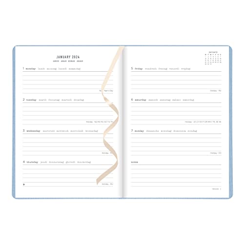 Letts of London Zodiac Weekly/Monthly Planner, 12 Months, January to December, 2024, Sewn Binding, A5 Size, 8.25" x 5.875", Multilingual, Sky (C082296-24)