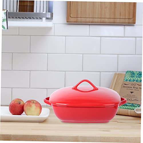 Zerodeko Bakeware Ceramic Rice Bowl Bread Oven Square Containers with Lids Bread Loaf Pans for Baking Kitchen Casserole Pan Square Cupcake Pans Rectangular Dinner Pans Storage Bowl Ceramics