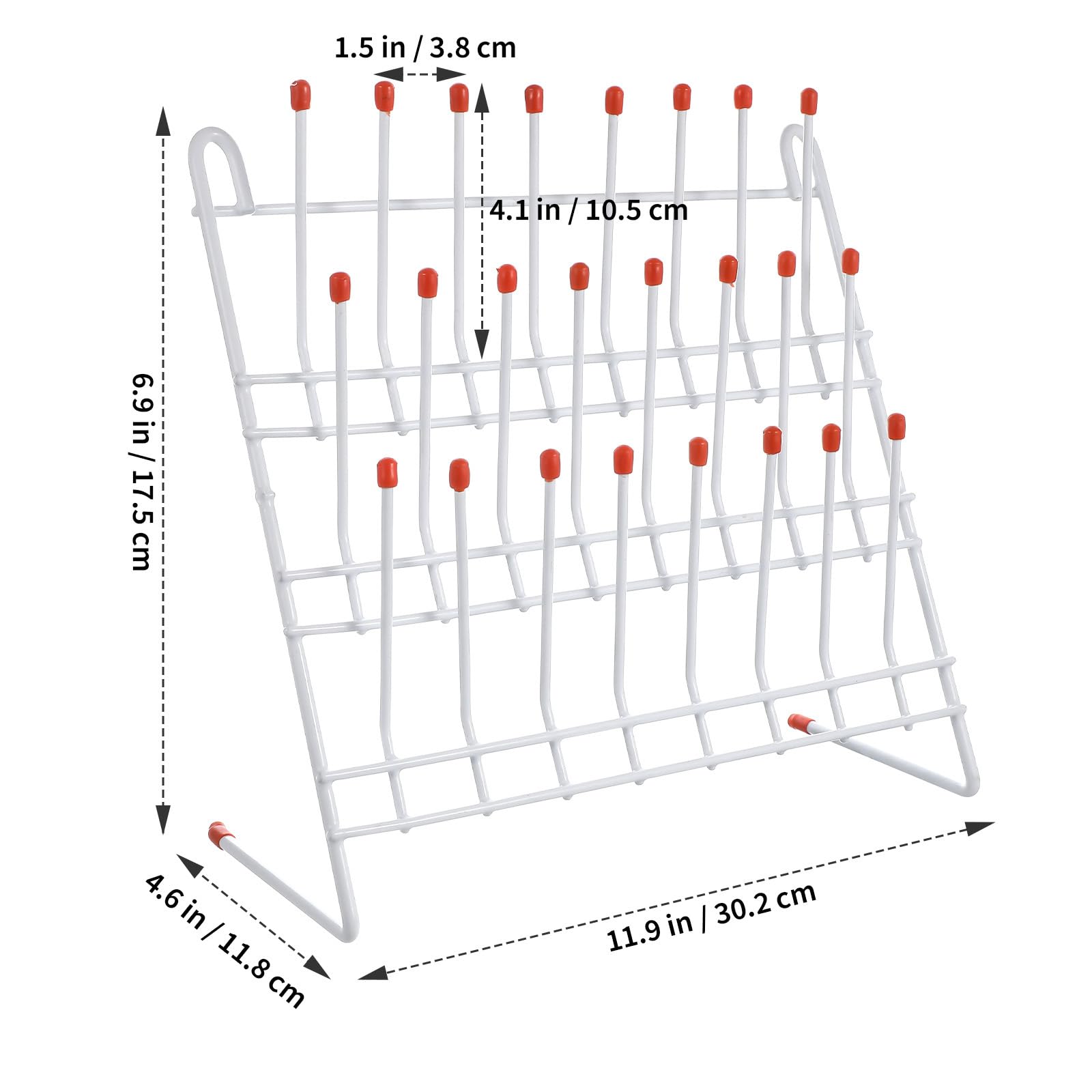 TEHAUX Lab Drying Rack, Laboratory Beaker Drying Holder 24 Pegs Laboratory Glassware Drying Rack Tube Drying Draining Rack Beaker Drying Equipment Vertical Bottle Drying Rack for Lab