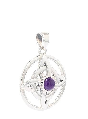 Jewelry Trends Sterling Silver Celtic Quaternary Knot Pendant with Purple Amethyst