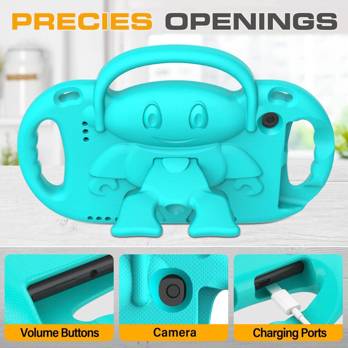 MOXOTEK Kindle Fire 7 Tablet Case, Fire 7 2019/2017/2015 Kids Case with Shoulder Strap, Lightweight Shockproof Handle Stand Case for Amazon Fire 7 inch Tablet (9th/7th/5th Generation), Teal