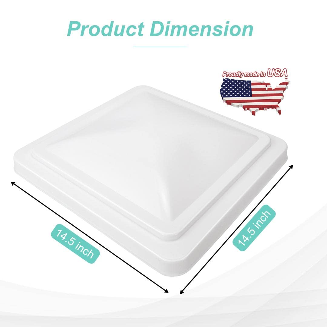 LBK 14" Universal RV, Trailer, Camper, Motorhome (White 2 Pack) Roof Vent Cover - Vent Lid Replacement, Made In USA