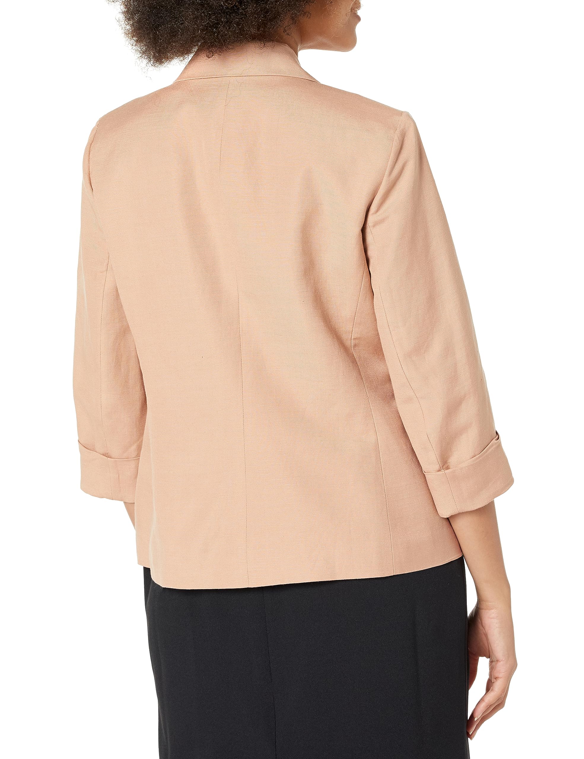 Kasper Women's Square SNAP Notch Collar JKT W/Rolled S, Sesame, 16 Petite