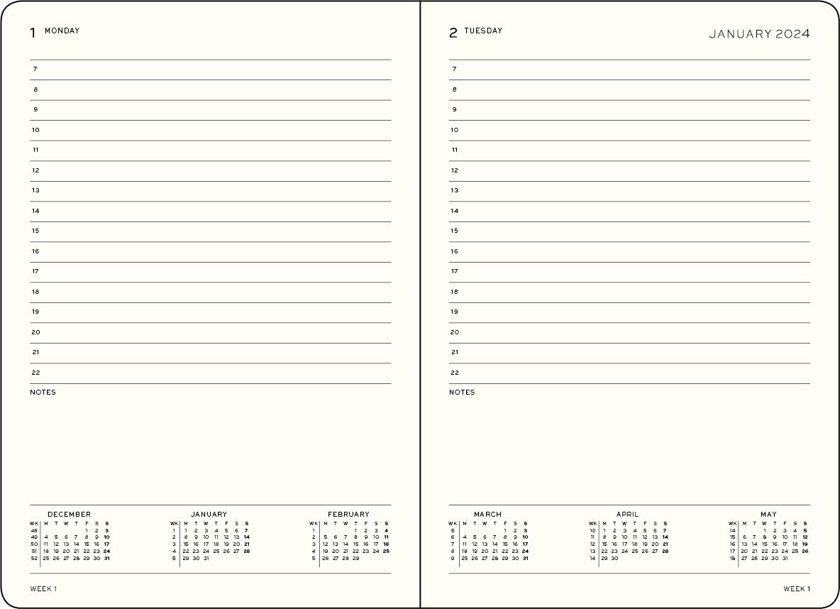 LEUCHTTURM1917 - Daily Planner 2024 with extra booklet, Medium (A5) Hardcover, Port Red (Jan 1 - Dec 31, 2024)