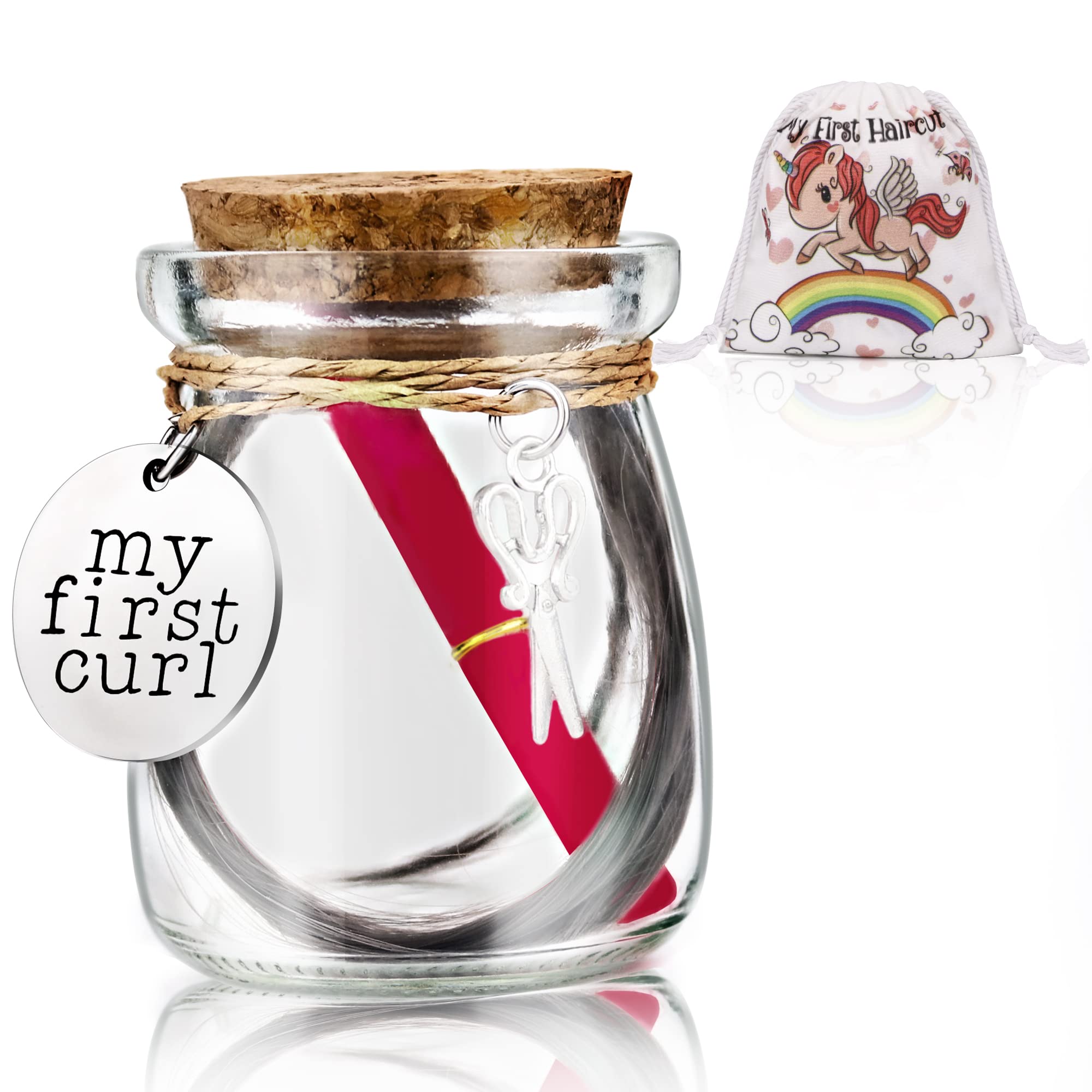 SQIMZAR First Haircut Keepsake Holder, First Curl Keepsake Box for Kids Baby Keepsake Box Baby Shower for Babies to Keep The Childhood Memory - Girl
