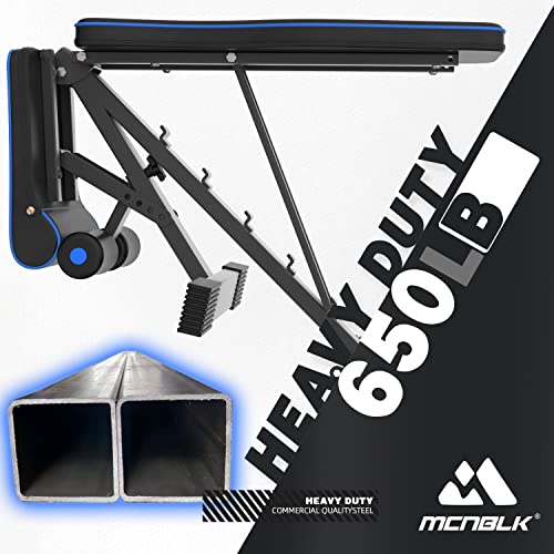 MCNBLK Adjustable Weight Bench,2023 new upgrade to 660lb (300KG), Folding Weight Bench with Resistance Bands, Workout Bench Home Gym, Full Body Workout