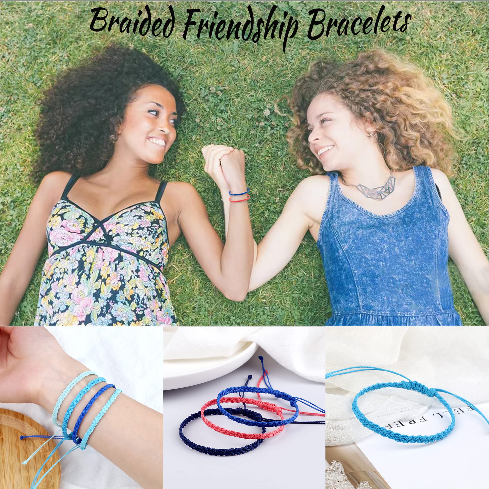 MOZAKA 20PCS Woven Friendship Bracelets for Women Handmade Braided String Bracelets Waterproof Wax Rope Bracelets Multicolor Surfer Wrap Bracelets Adjustable Boho Summer Beach Bracelets