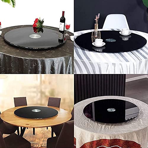 Lazy Susan Tray for Dining Table, Tempered Glass Swivel Plate, 360° Rotating Serving Platter, Home Hotel Table Round Serving Plate, 60cm 70cm 80cm 90cm 100cm, Black (Size : 70cm/28in)