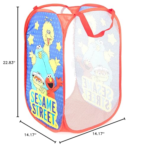 Jay Franco Sesame Street Pop Up Hamper - Mesh Laundry Basket/Bag with Durable Handles - Features Elmo & Cookie Monster (Official Sesame Street Product)