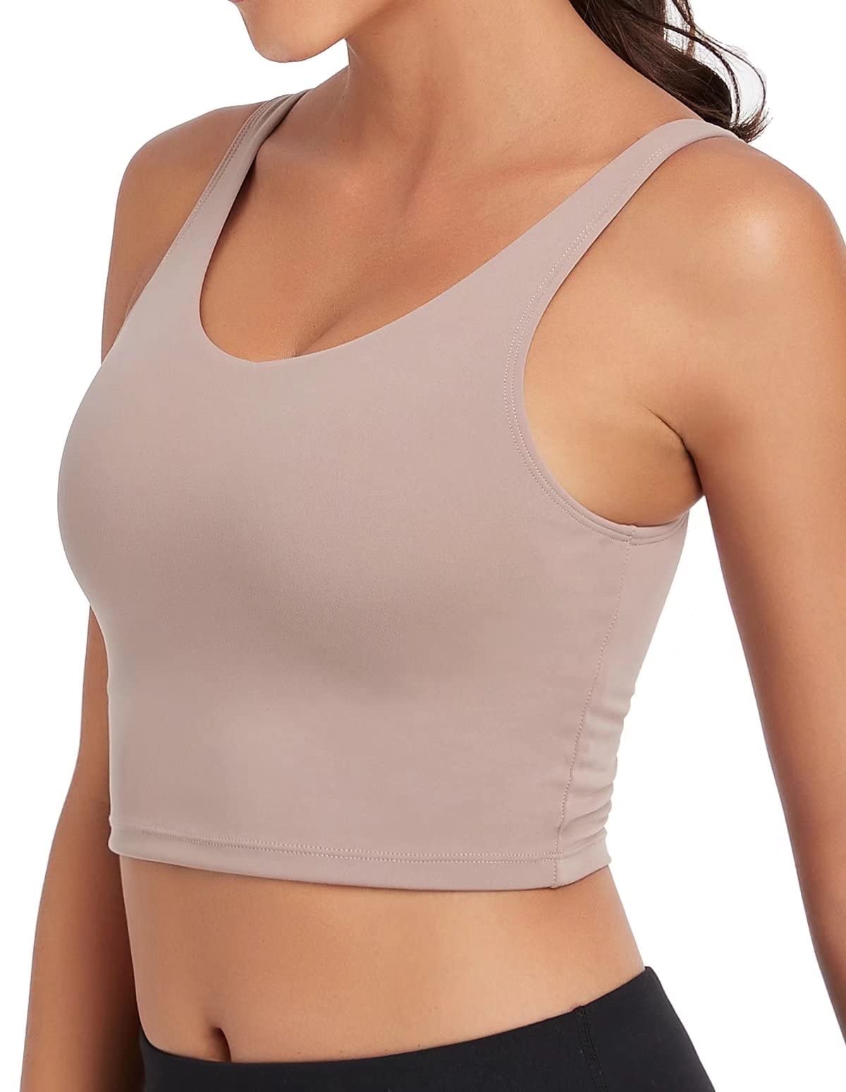 Nehayo Women’s Longline Sports Bra Wirefree Padded Medium Support Yoga Bras for Running Workout Tank Tops(Lavender Grey01 XL)