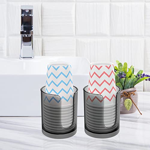 Transparent Black Bathroom Cup Dispenser for 3-4 oz Cups Pack of 1(No Cups Included)