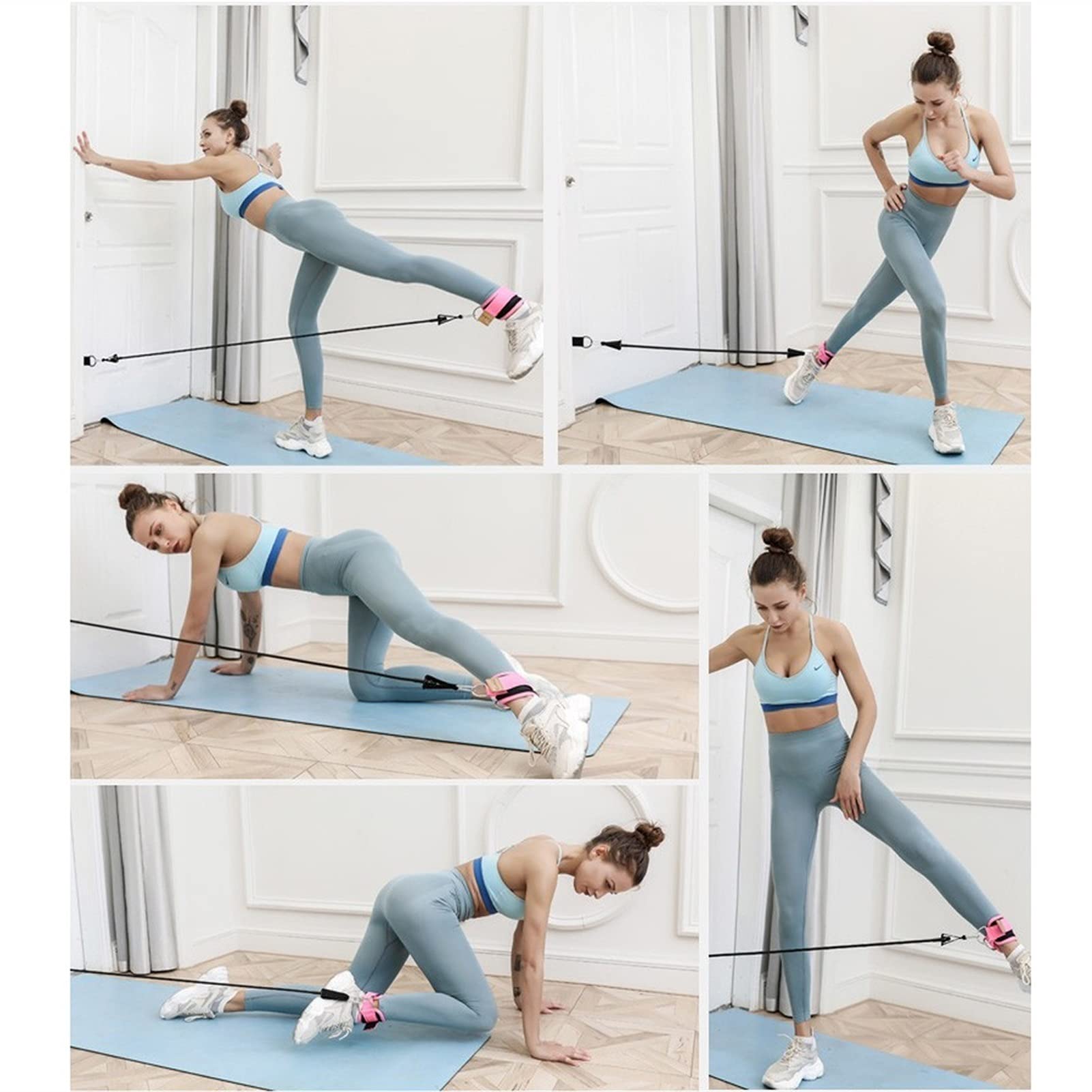 LUYIYI Elastic Belt Door Pull Rope Fitness Ankle Buckle Leg Strength Training Rally Leggings Accessories