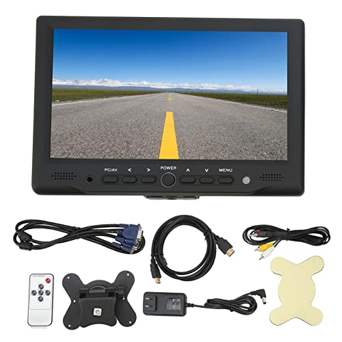 TFT LED Monitor, Mini Monitor Dual Speaker Remote Control 7 Inch for Game (US Plug)