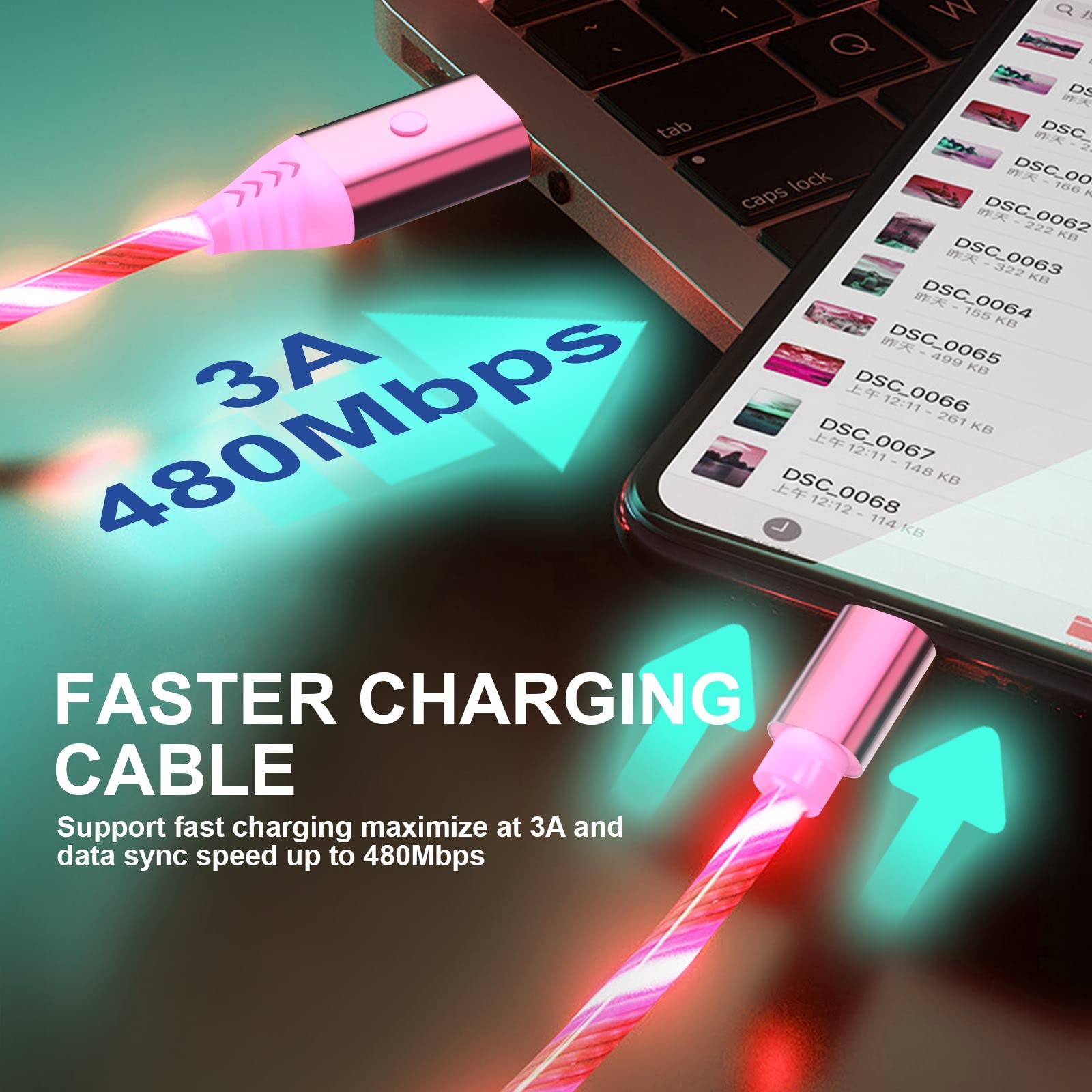 Replacement for PS4 Controller Charger Cable,Micro USB LED Light up Charging Cable Compatible with Sony PS4 Slim/Pro,Xbox One S/X Controller,Dualshock 4 Controller and Android Phones (3.3FT,Blue)