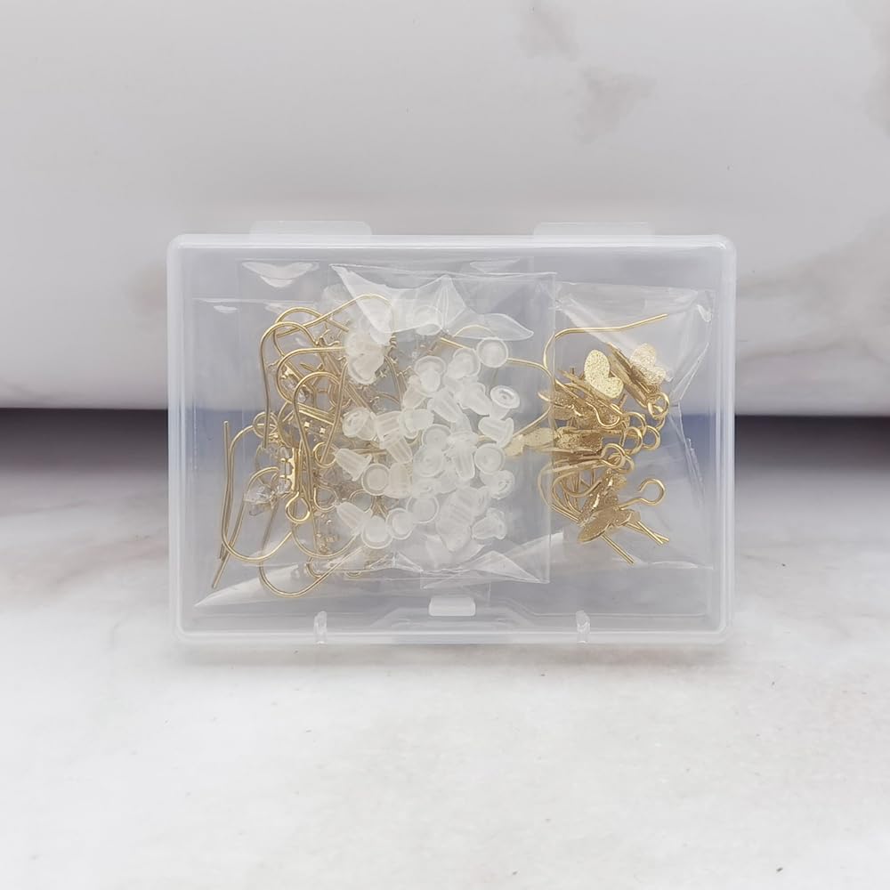 INSPIRELLE 30 PCS / 15 Pairs Earring Hooks with Crystal Gold Plated Long-Lasting Earring Findings with Clear Backs for Jewelry Making