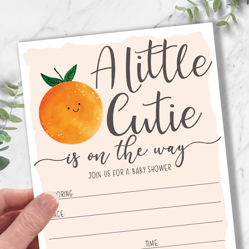Little Cutie Baby Shower Invitations (20 Count) With Envelopes - Gender Neutral or Girl Baby Shower