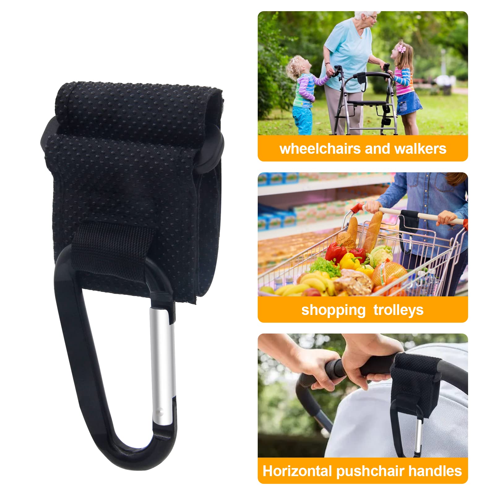 Stroller Hooks for Hanging Bags and Shopping, Portable Stroller Bag Hook, 4 Pack