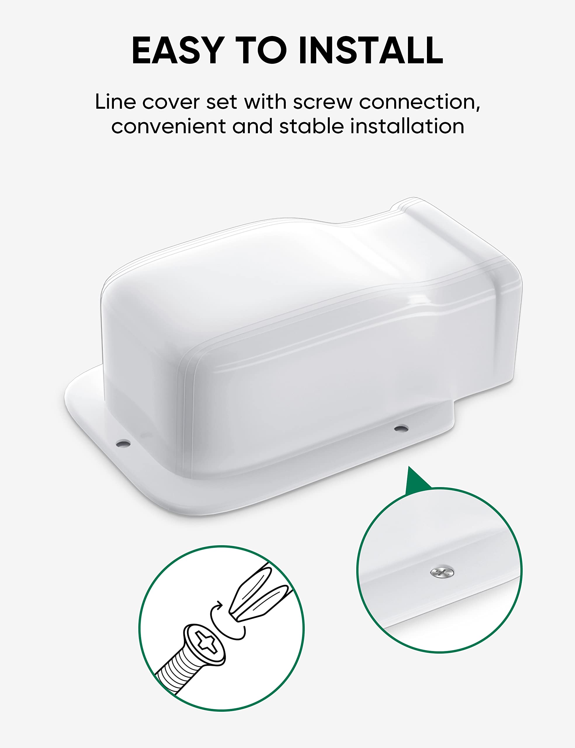 Plusluck 3" Entry Wall Cover Line Cover Set Parts PVC Accessory for Decorative for Ductless Mini Split, Central AC and Heat Pumps