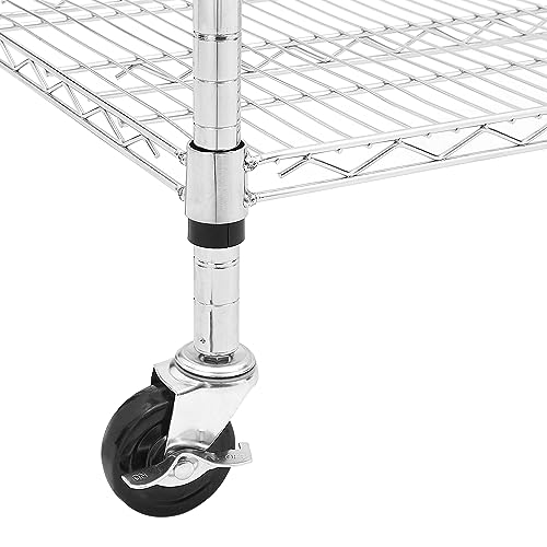 JCSTEU 5Tier Heavy Duty Shelves Adjustable, Rolling Organiser for Mobile Wheels, Multi-Functional Cargo Racks for Warehouses, Supermarkets, Balconies, Kitchens, (59.45 "L × 24.02 "W × 71.65 "H)