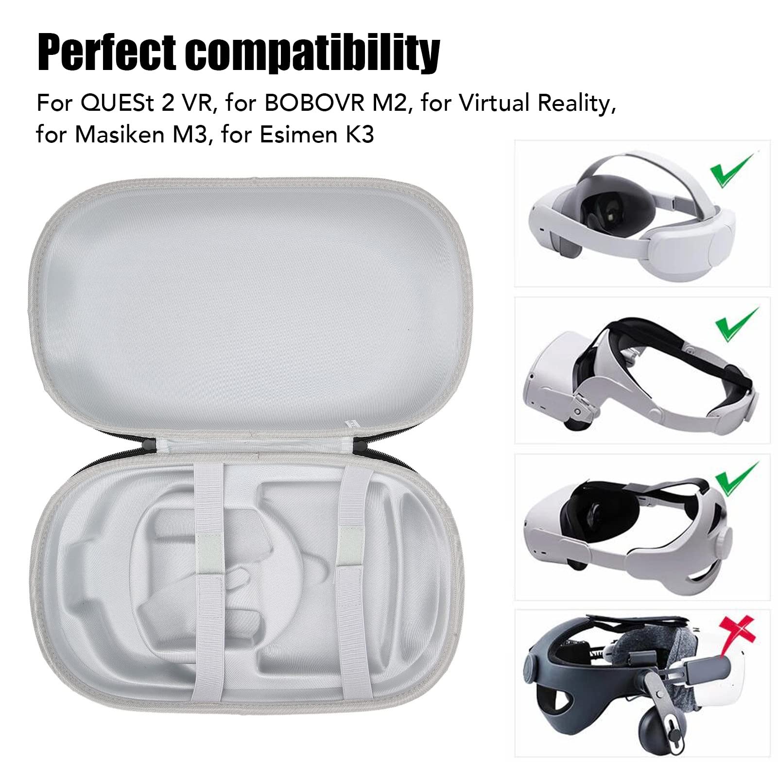 PUSOKEI VR Gaming Headset Case,Portable Travel Cover Storage Bag,Lightweight Hard Carrying Case,for Oculus Quest 2 VR Gaming Headset and Accessories