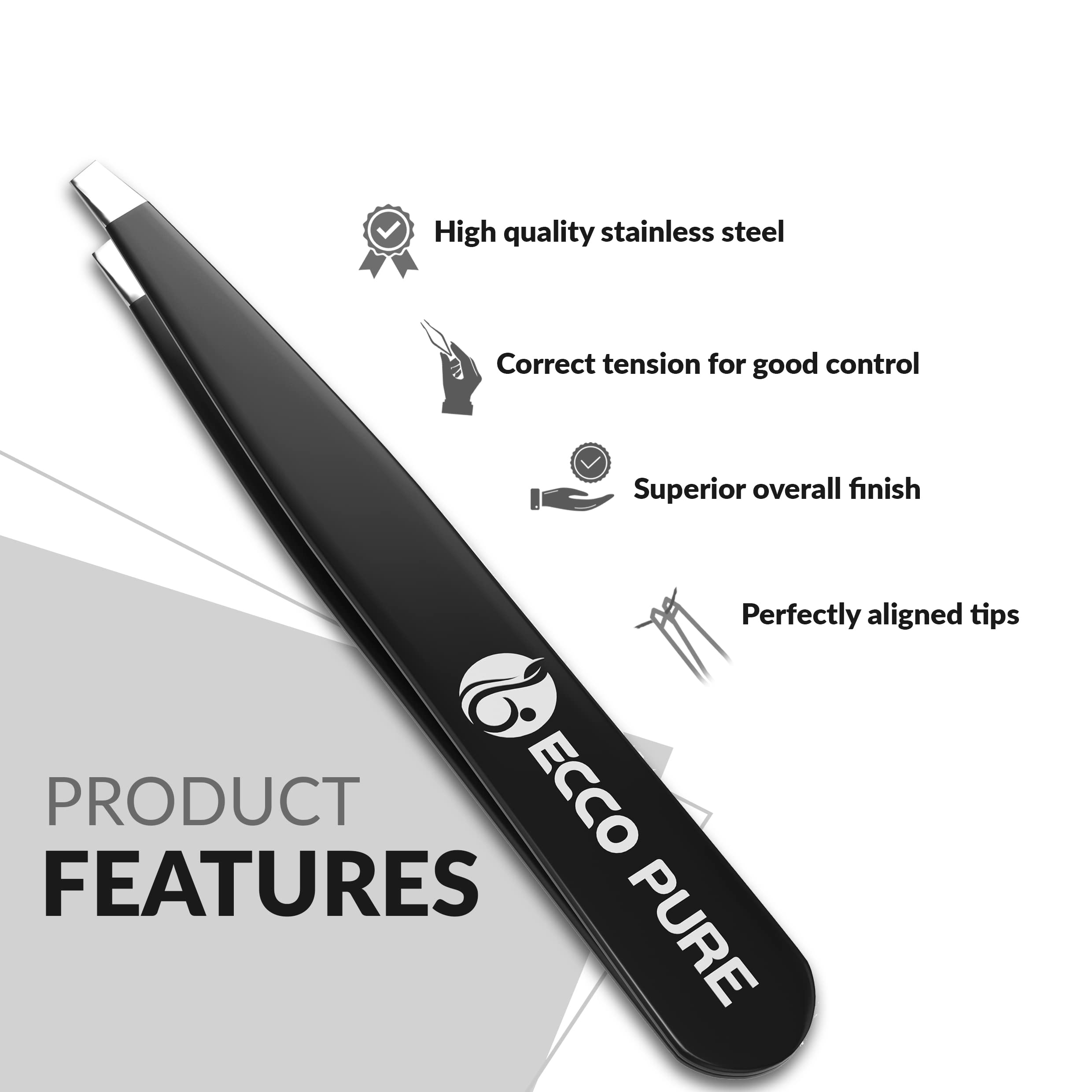 Slant Tip Tweezers For Women & Men - Stainless Steel Tweezer - Fine & Sharp Points - Premium-Grade Lab Precision (1 Pack)