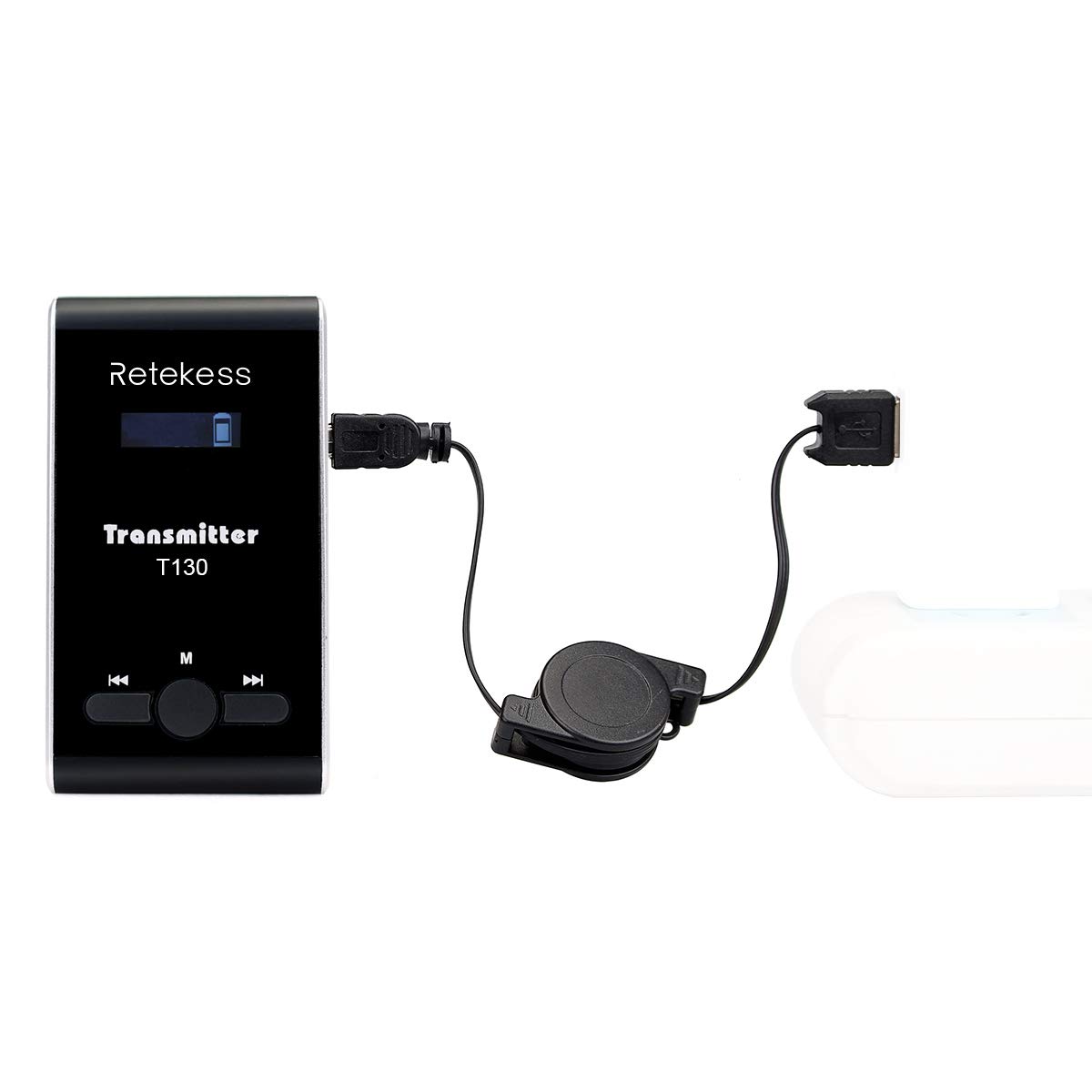 Retekess Case of 2 Transmitter 15 Receivers, T130 Wireless Tour Guide Transmitter with Lavalier Microphone, Simultaneous Interpreting for Training, Teaching, Factory