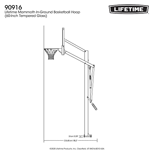 Lifetime 60" In-Ground Basketball Hoop, Mammoth Lift Adjustable Height, Tempered Glass Backboard Bolt Down System
