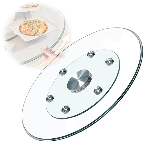 Lazy Susan Tempered Glass Turntable Dining Table Centerpiece Large Tabletop Rotating Tray Clear Serving Plate Round (Size : 100cm/39.4in)