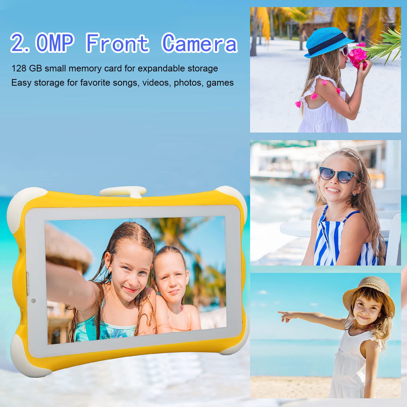 Kids Tablet 7in 3GB+32GB WiFi Dual SIM Dual Standby Toddler Tablet with Eye Protection, Easy Access, Triple Slot, Android6.0, HD Display & 6000mAh Battery (US Plug)