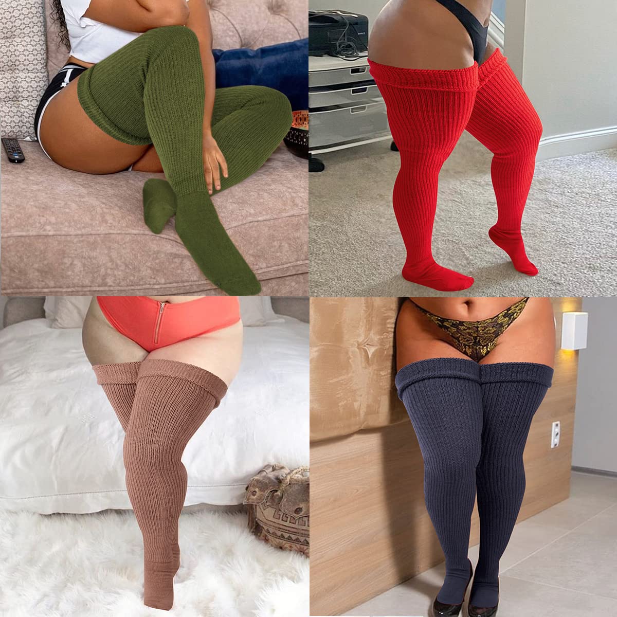 Neoviancia Plus Size Thigh High Socks for Thick Thighs Women- Widened Extra Long Thick Knit Over the Knee Stockings- Boot Socks Leg Warmers