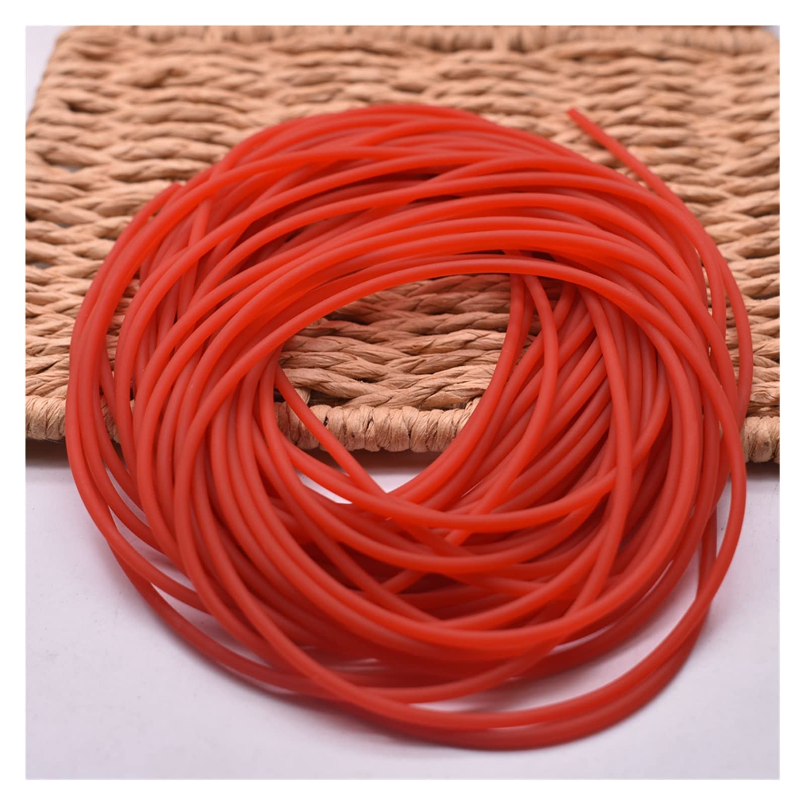 MEFESE 10 Meters Diameter 2mm Solid Elastic Rubber Line Natural Clolor and Red Color Fishing Rope