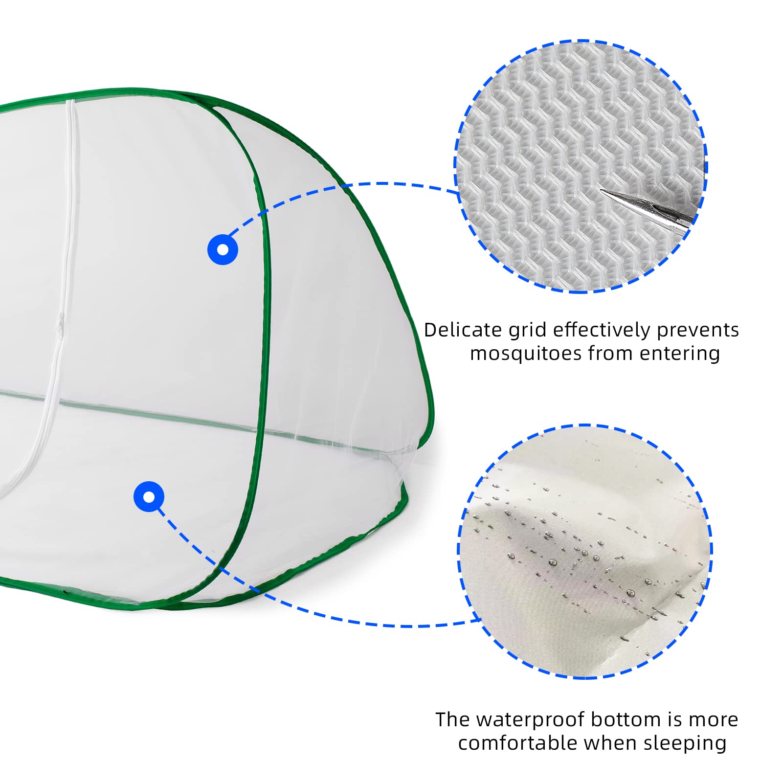 Pop UP Mosquito Tent for Camping Outdoor Travling Backyard, Self Standing Auto- Expanding, Single Portable Mosquito Net Tent (Tarp Floor)