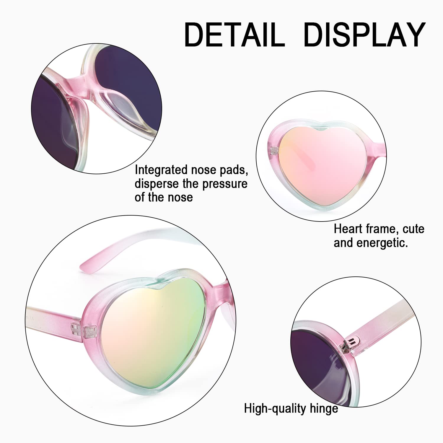 LVIOE Heart Sunglasses for Women, Polarized Heart Shaped Sunglasses with UV Protection Heart Style Retro Glasses for Shopping