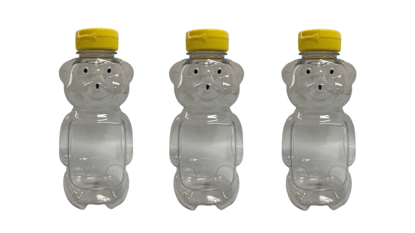 Natural Farms Pack of 3-16 oz Plastic Bear Honey Bottle Jars - Honey Squeeze Bottle Empty for Storing and Dispensing Honey