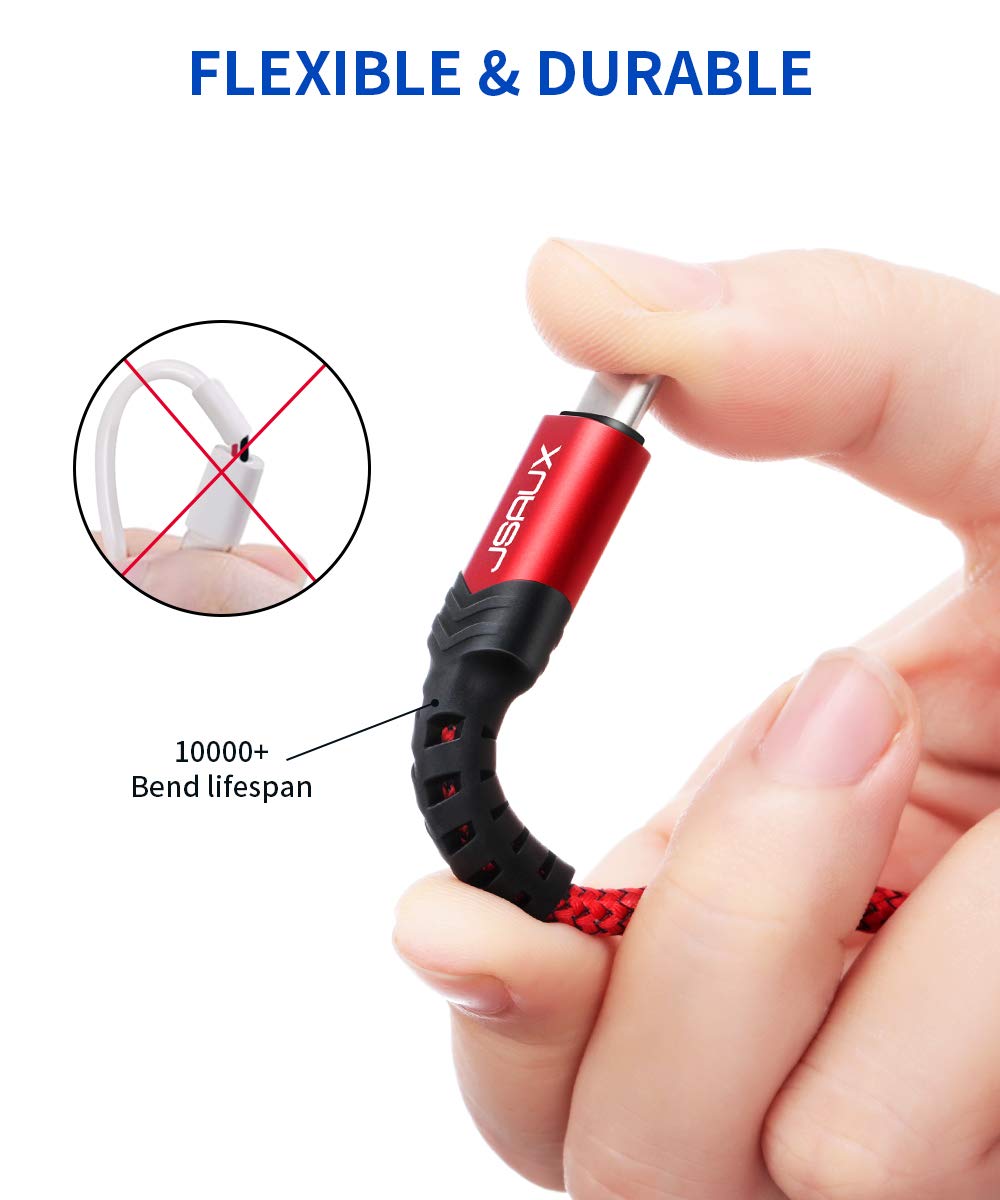 JSAUX USB C to USB Adapter, [0.5ft 2 Pack] Type C 3.0 OTG Cable On The Go Type C Male to USB A Female Adapter Compatible with MacBook Pro 2018 2017,Samsung Galaxy S20 S20+ Ultra S8 S9 Note 10 -Red
