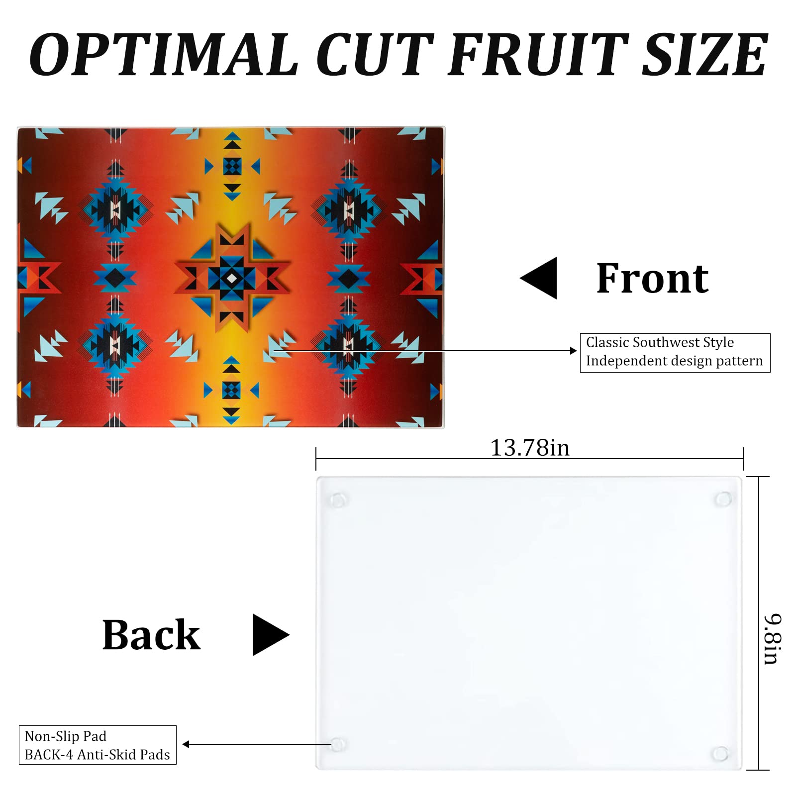 Nu Trendz Southwest Tempered Glass Cutting Board, Aztec Chopping Board for Kitchen Countertop decoration, Scratch Resistant, Heat Resistant, Shatter Resistant, Dishwasher Safe