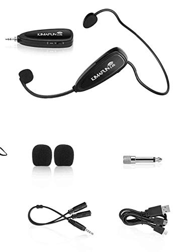 KIMAFUN Wireless Microphone Headset, 2.4G Wireless Microphone System Transmitter & Receiver, Headset and Handheld 2 in 1 for Voice Amplifier, Recording, Speaking, Online Chatting (G100)